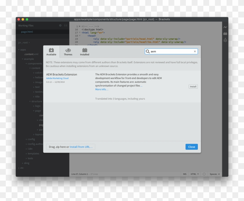 Brackets Extension Manager Brackets Editor File Explorer Hd Png Download 2272x1760