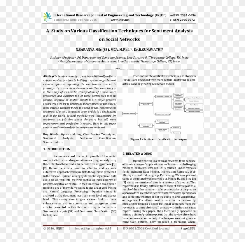A Study On Various Classification Techniques For Sentiment ... A Study On Various Classification Techniques For Sentiment ...