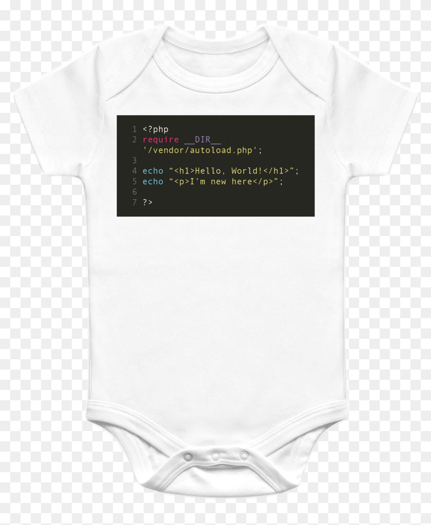A Cute Baby Onesie For Php Programmers With A Dark - Hello World Programmer Baby Onesie, HD Png ...