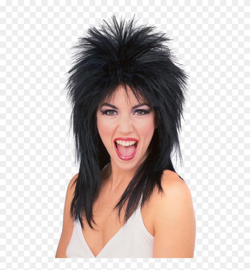Wig Black Mullet Rocker Tina Turner Wig Black Hd Png Download 845x845 3567490 Pinpng