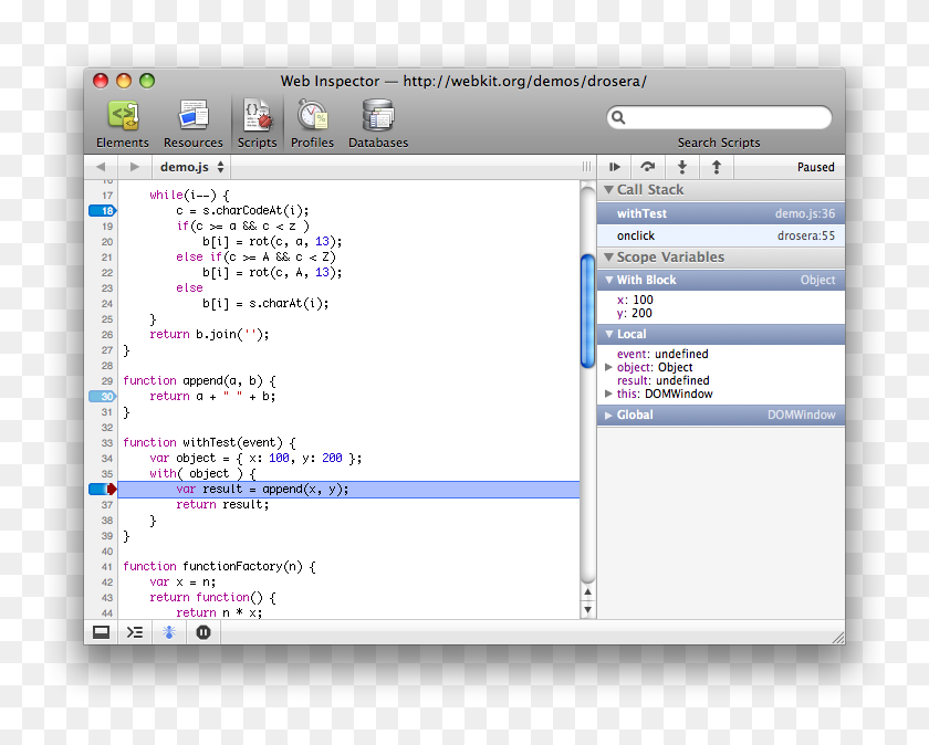 The Previous Standalone Drosera Javascript Debugger - Webkit, HD Png Download - 768x601 ...