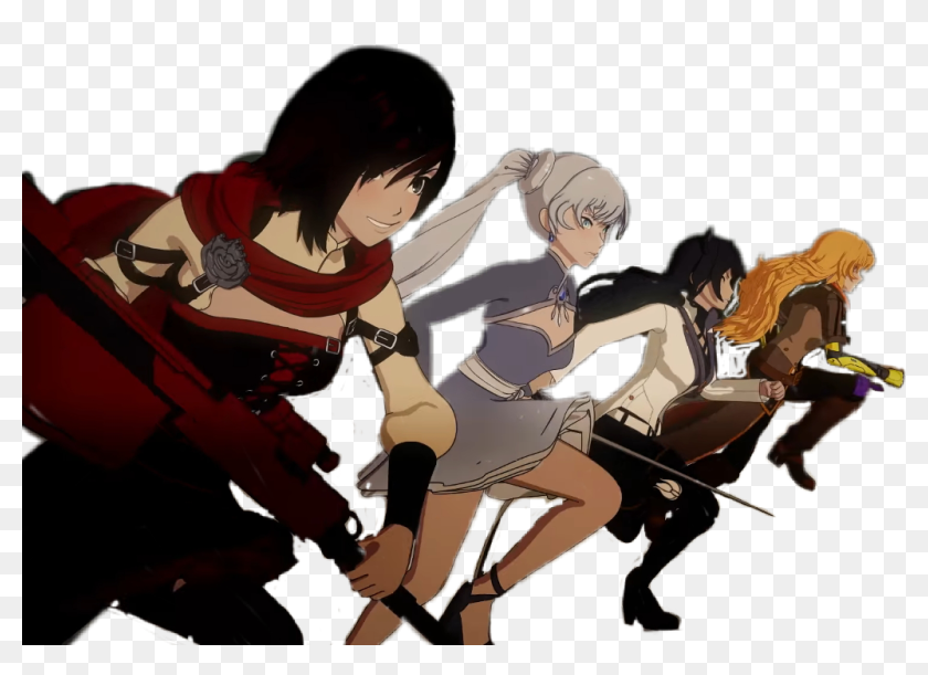 Rwby Rubyrose Weissschnee Blakebelladonna Yangxiaolong Cartoon Hd Png Download
