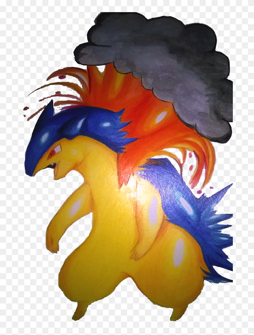 157 Typhlosion Used Eruption In The Game Art Hq Pokemon Illustration Hd Png Download